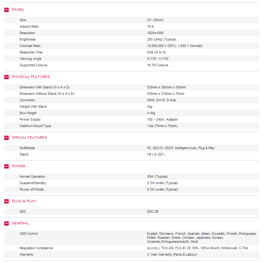 Buy LG EA63V-P 23in LED IPS Widescreen Monitor [LG-23EA63V-P] | PC Case ...