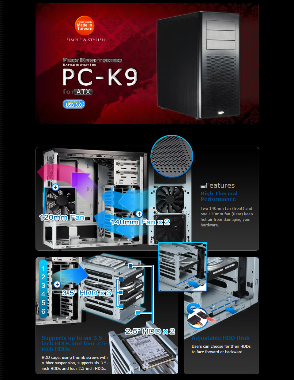 Buy Lian Li Lancool PC-K9 Chassis Black [LL-PC-K9B] | PC Case Gear ...