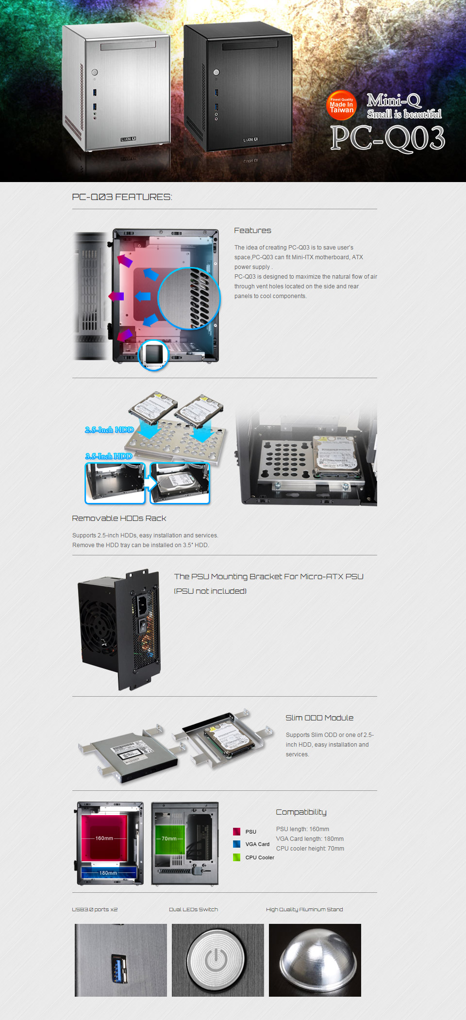 Buy Lian Li PC-Q03 Mini-Q Mini ITX Chassis Black [LL-PC-Q03B] | PC Case ...