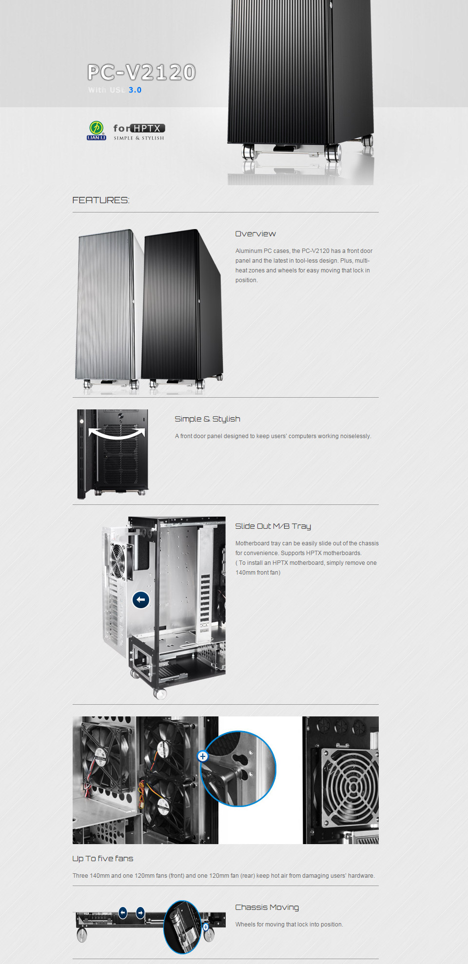 Buy Lian Li Black PC-V2120 USB 3.0 Chassis [LL-PC-V2120B] | PC Case ...