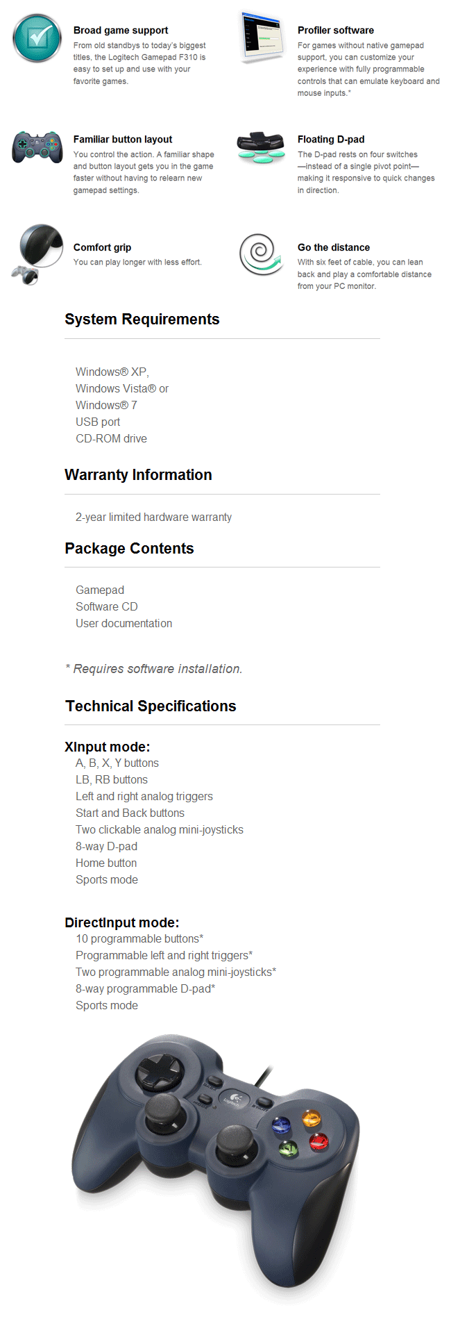 Buy Logitech F310 Gamepad [zzz940-000112] | PC Case Gear Australia