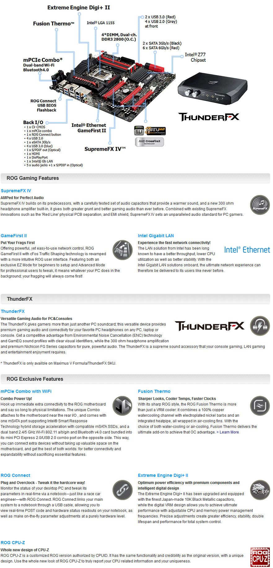 Buy ASUS Maximus V Formula ThunderFX Motherboard [MAXIMUSV-FORMU-TFX ...