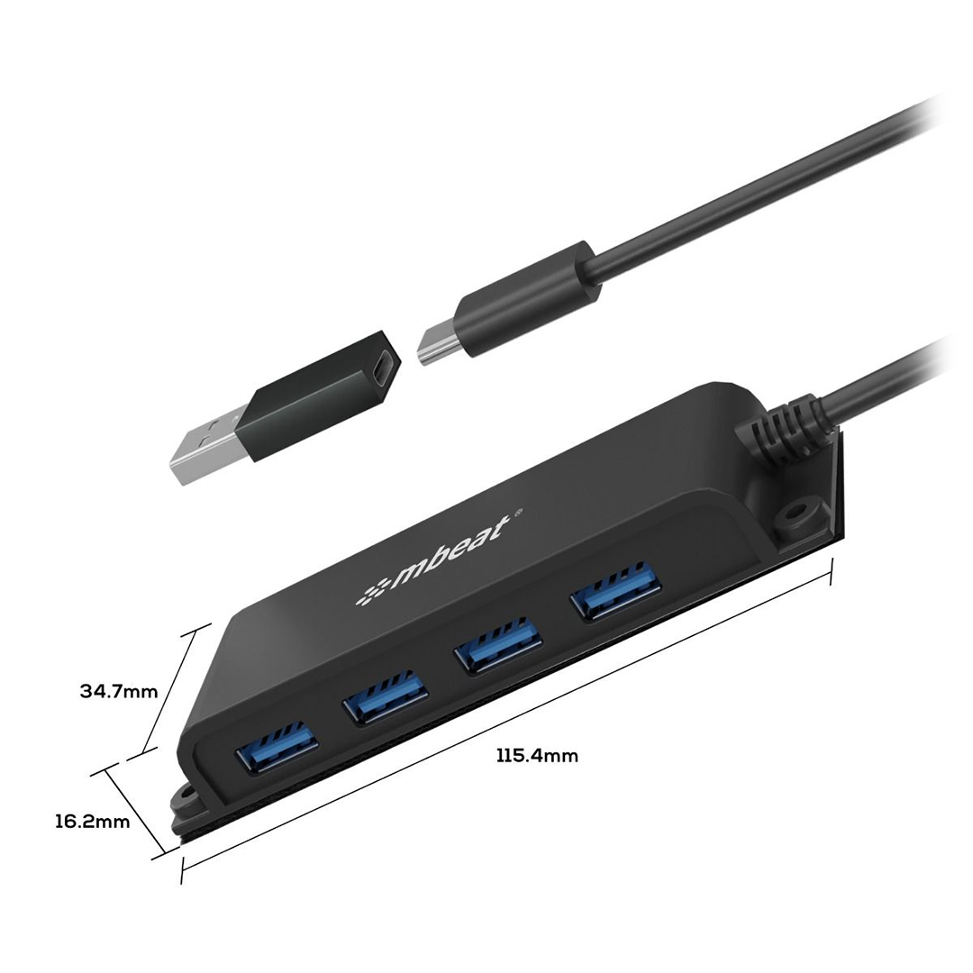 Buy Mbeat 4-Port Mountable USB-C Hub 5Gbps [MB-HUB-E04] | PC Case Gear ...