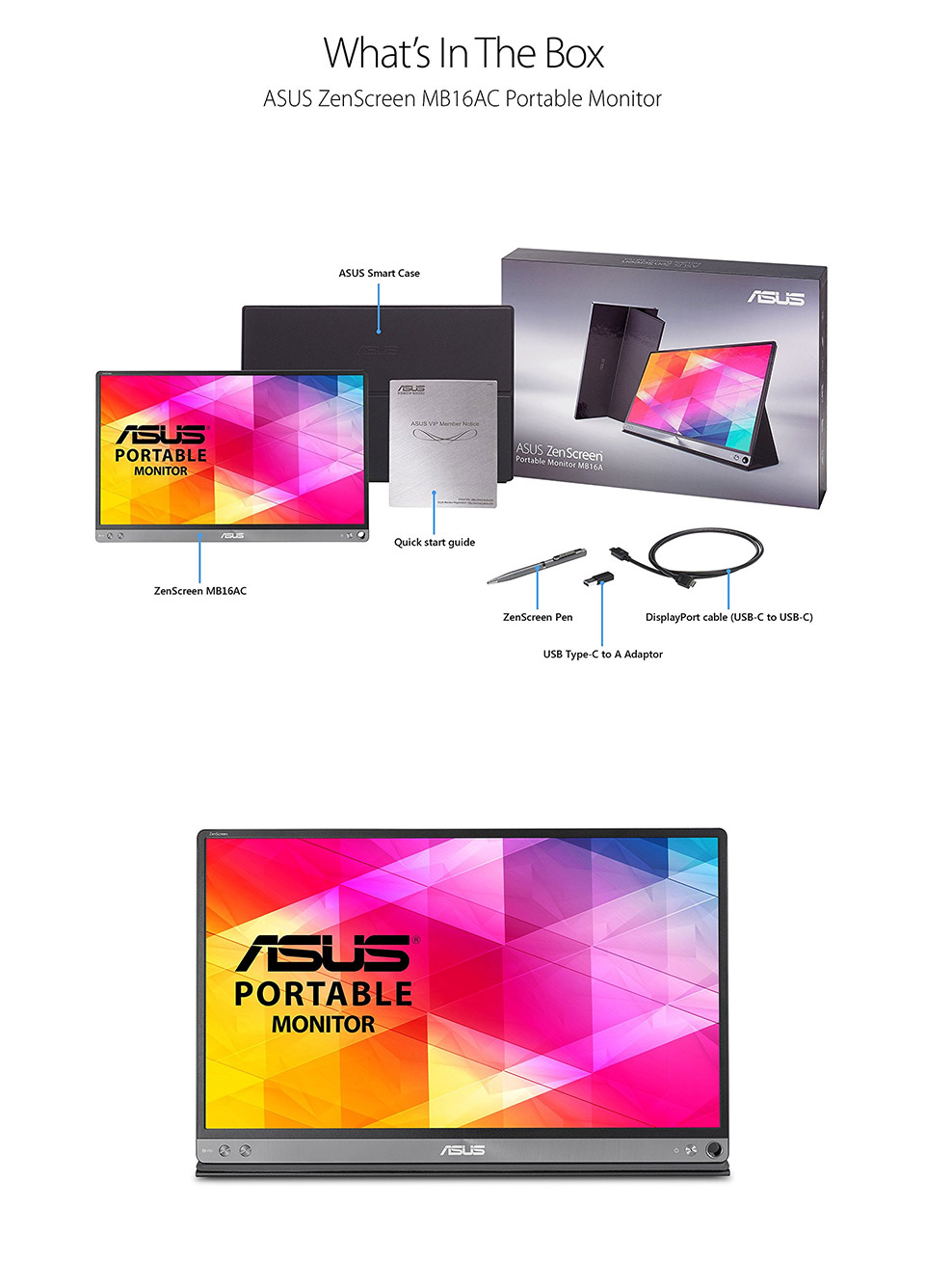 Buy ASUS ZenScreen MB16AC FHD Portable USB 15.6in IPS Monitor [MB16AC ...