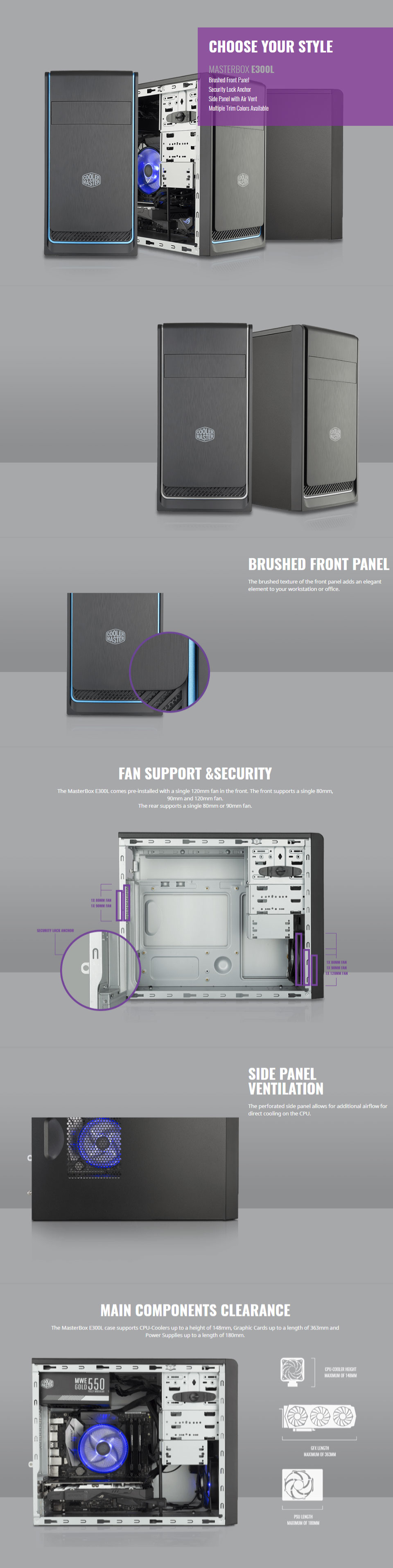 Buy Cooler Master MasterBox E300L Case with 420W PSU Silver [MCB-E300L ...