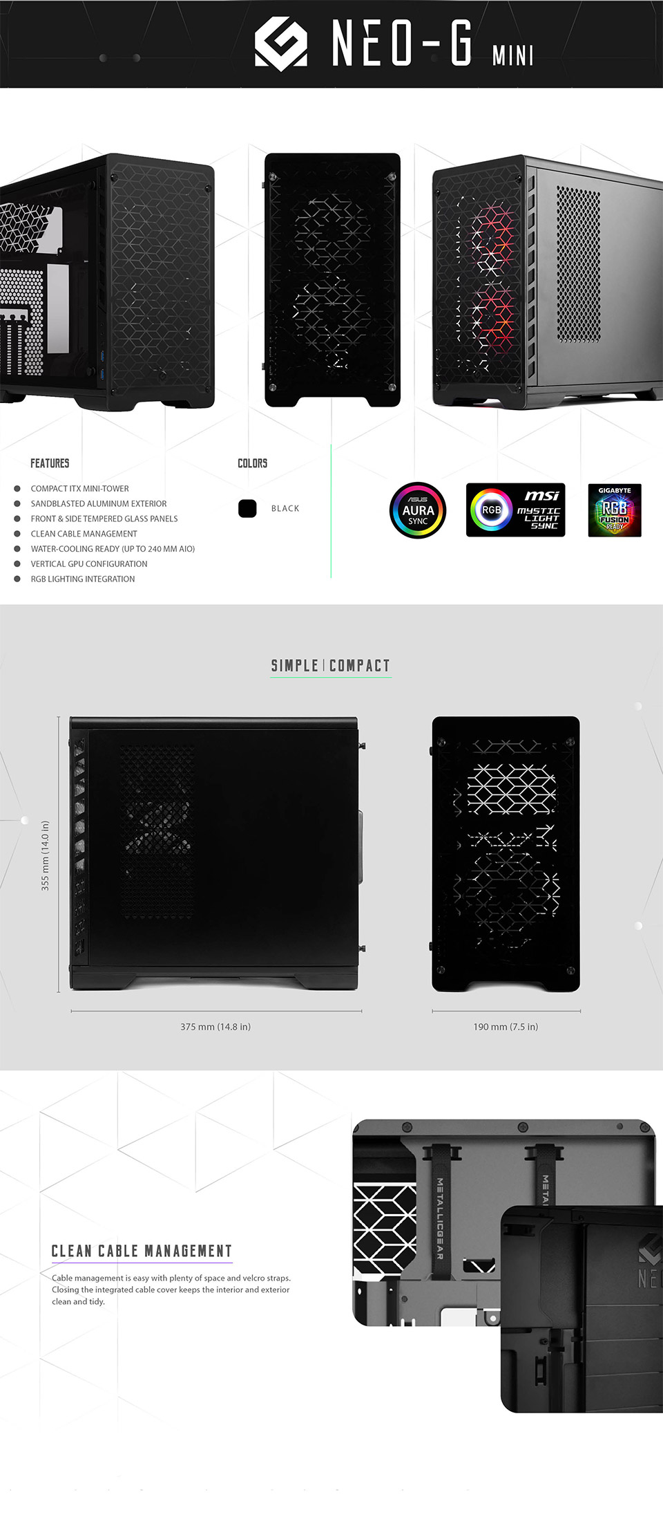 Buy MetallicGear Neo G Mini Case [MG-NE210G_BK01] | PC Case Gear Australia