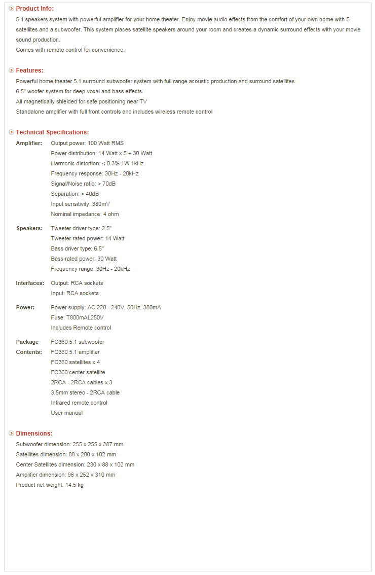 Buy Microlab FC360 Finecone 5.1 Surround Speaker System [MIC-FC360-5-1 ...