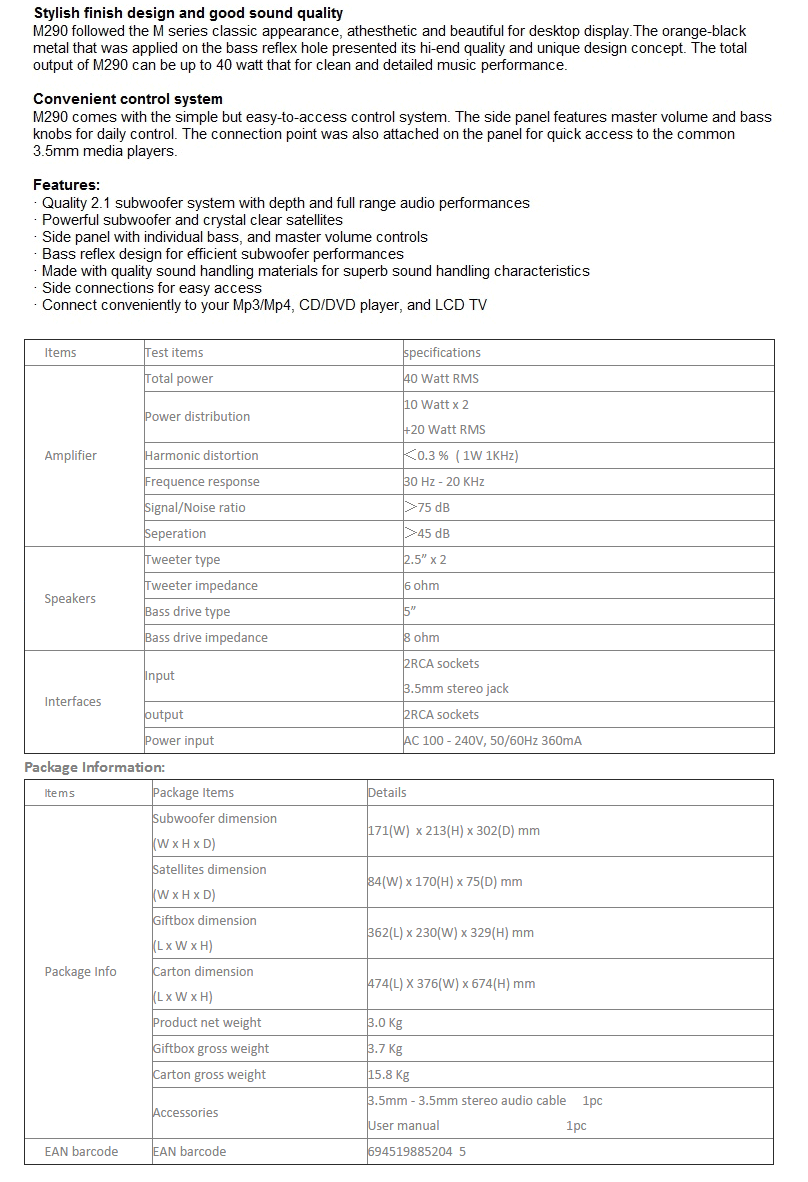 Buy Microlab M-290 2.1 Speaker System [MIC-M290-13] | PC Case Gear ...