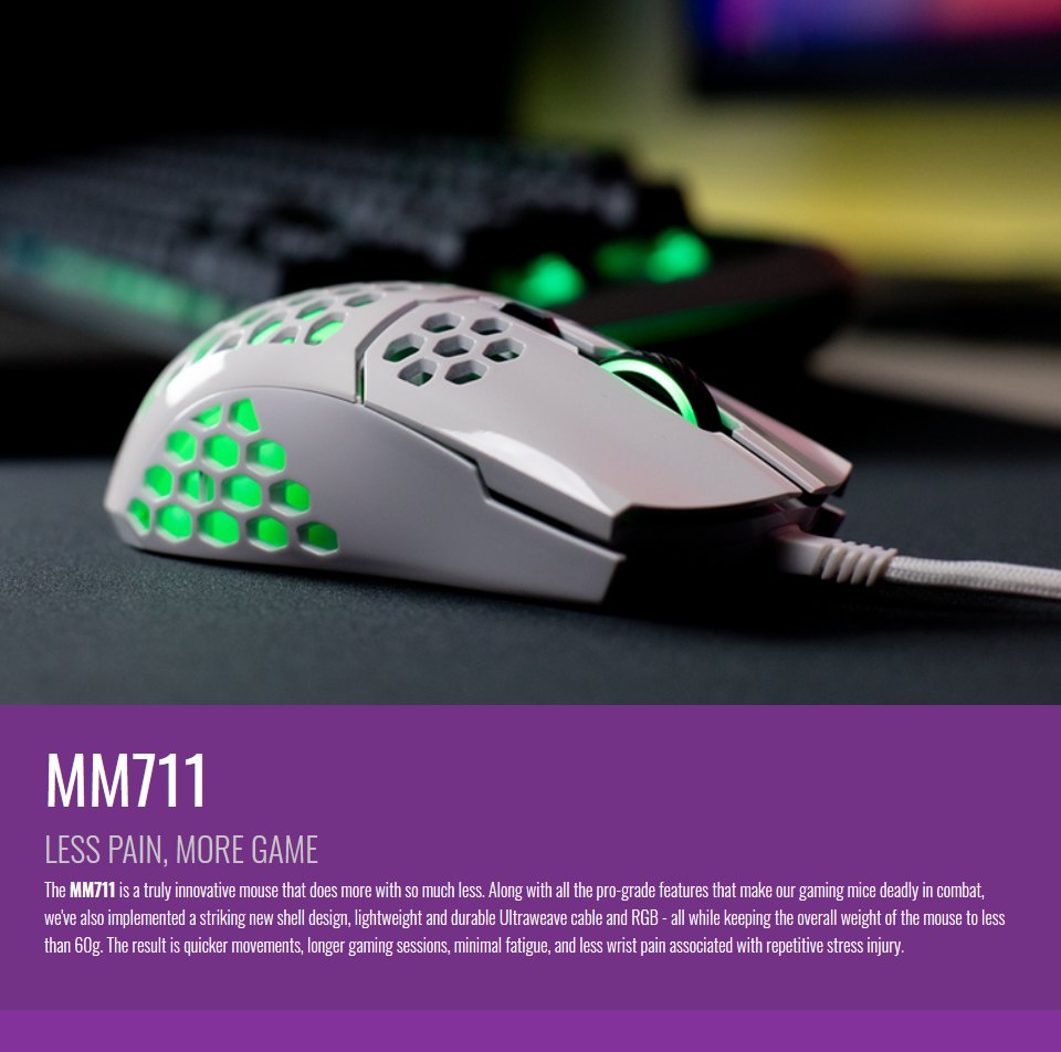 Buy Cooler Master MM711 RGB Gaming Mouse Matte Black [MM-711-KKOL1 ...