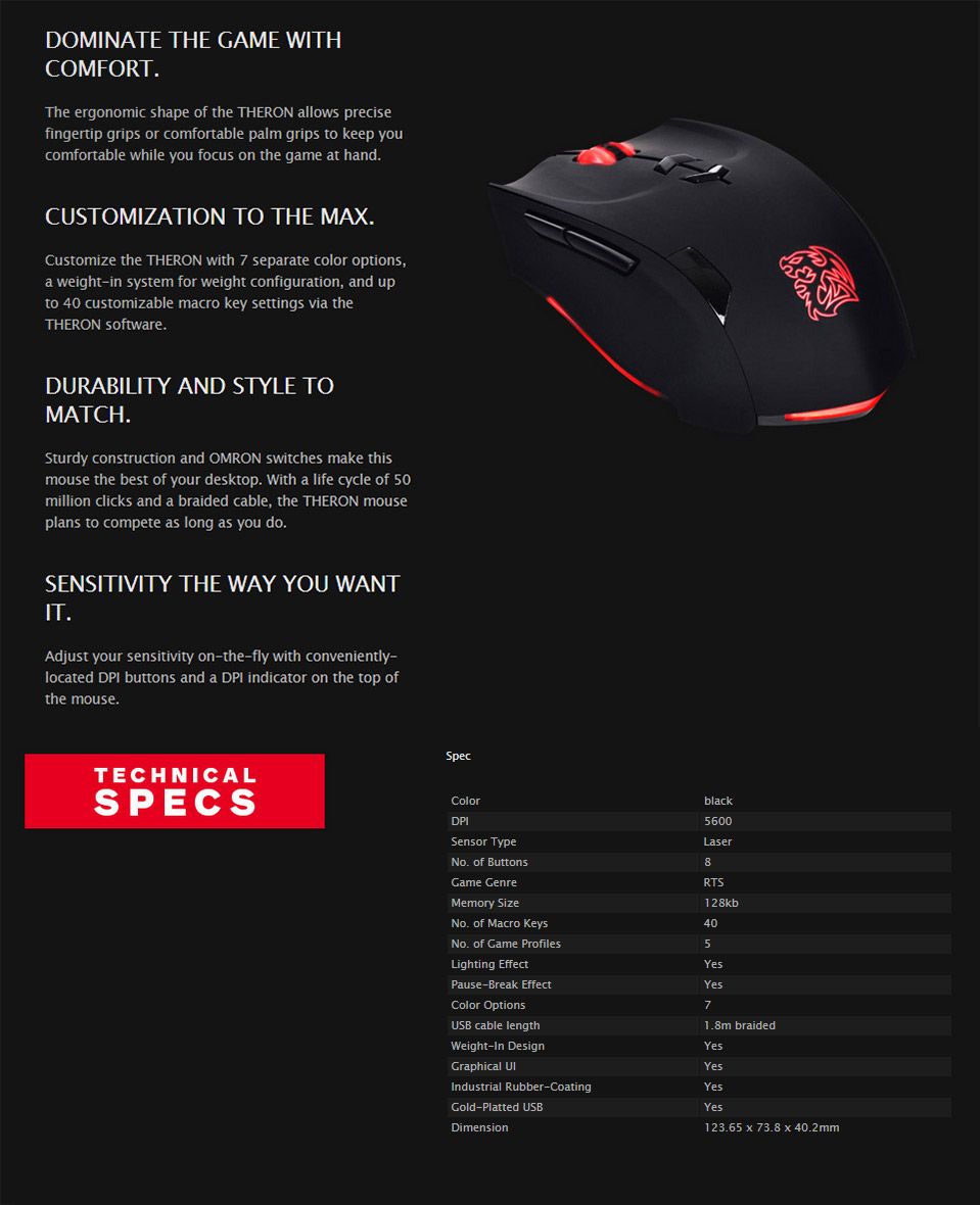 Buy Tt eSPORTS Theron Laser Gaming Mouse [MO-TRN006DT] | PC Case Gear ...