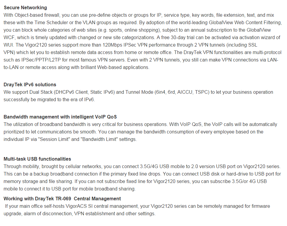 Buy Draytek Vigor 2120 Gigabit Router [MOD-DV2120] | PC Case Gear Australia