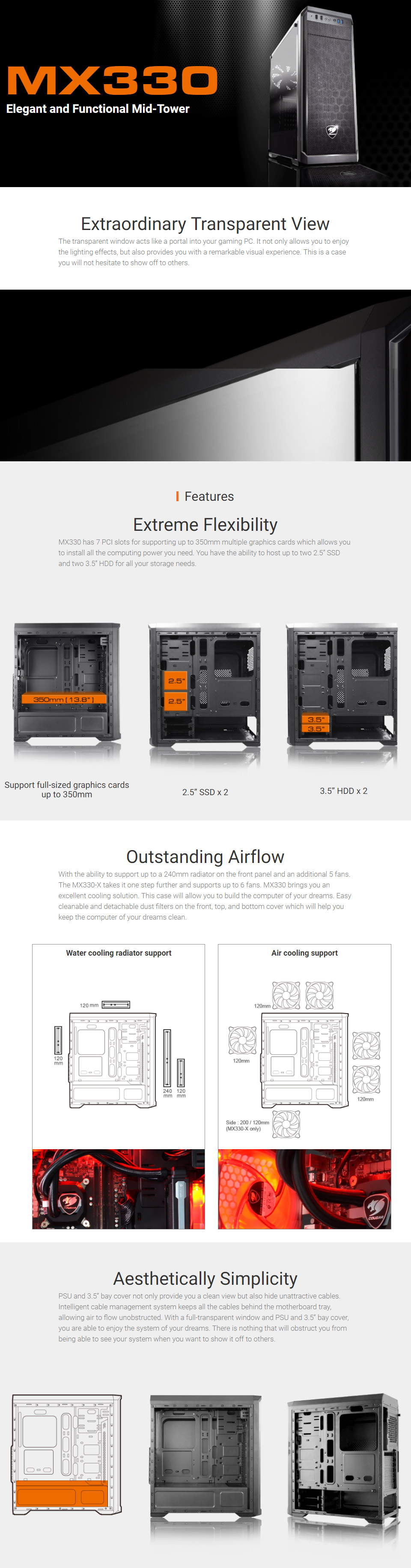 Buy Cougar MX330 Windowed Mid-Tower Case [CGR-MX330] | PC Case Gear ...