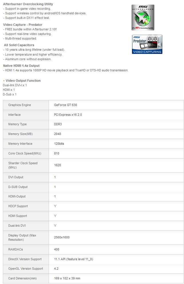 Buy MSI GeForce GT 630 2GB [N630GT-MD2GD3] | PC Case Gear Australia