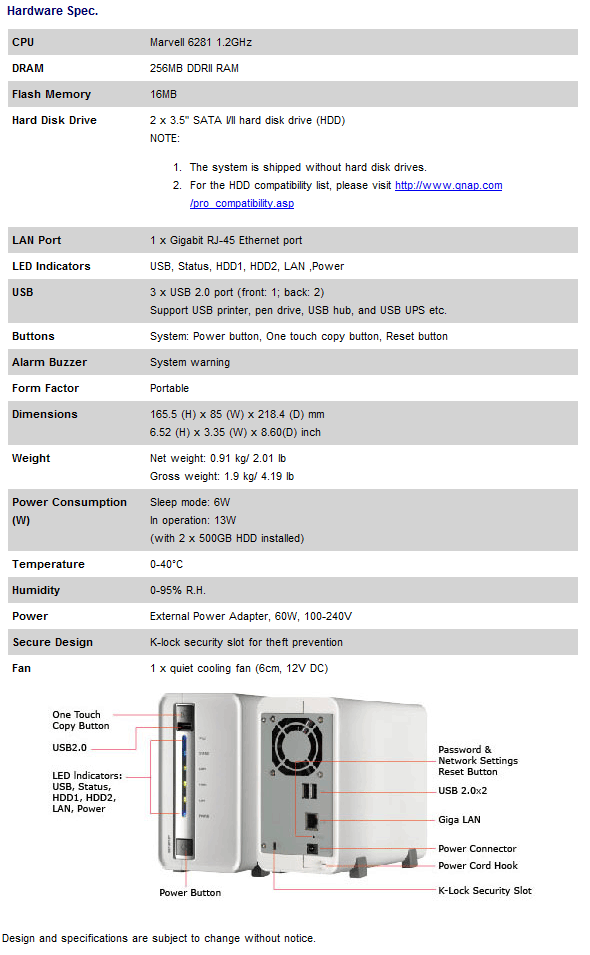 Buy QNAP TS-212 Turbo NAS Enclosure [TS-212] | PC Case Gear Australia
