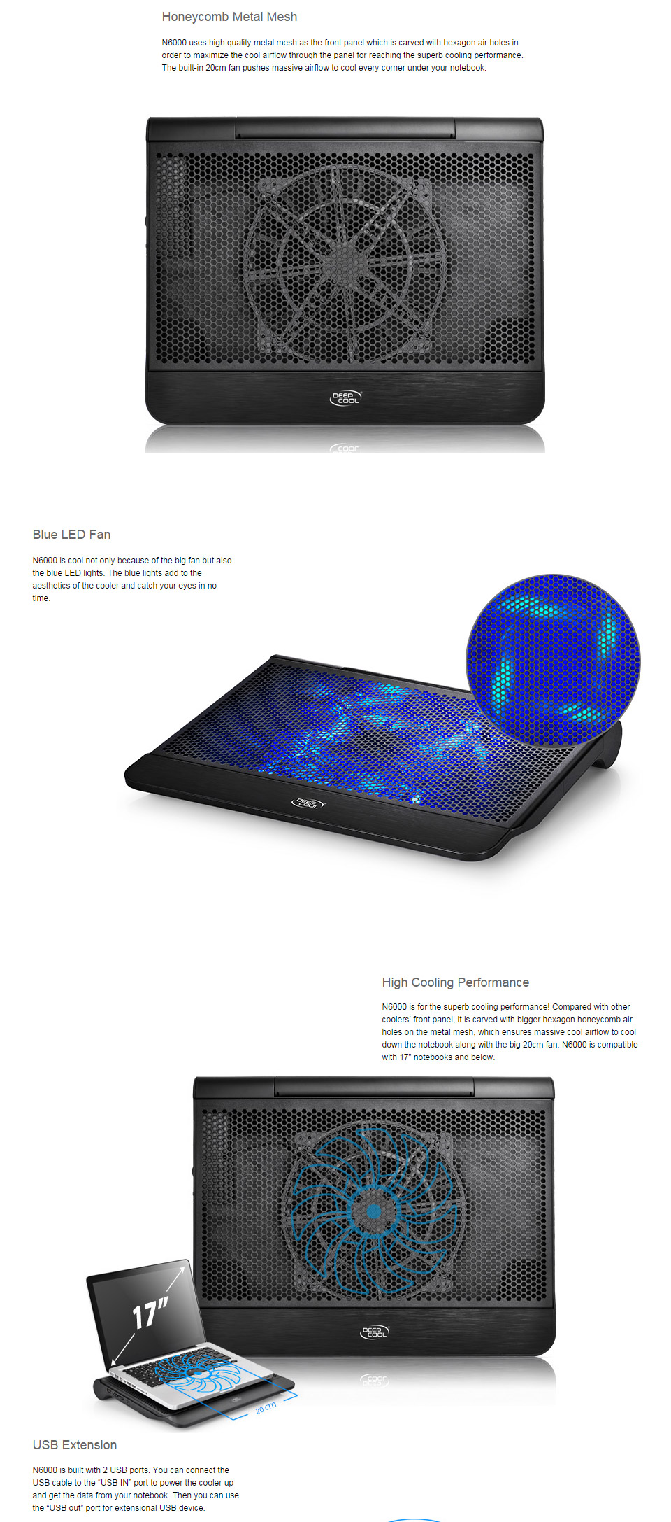 Buy Deepcool N6000 Notebook Cooler Black [NB-N6000] | PC Case Gear ...