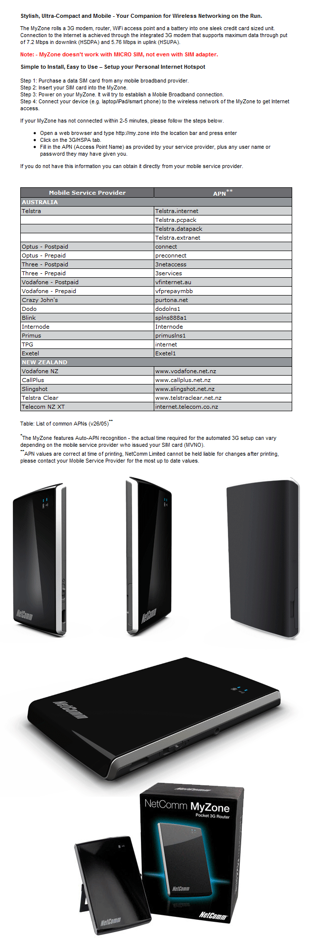 Buy Netcomm MyZone Mobile 3G Wireless Router [NETC-MYZONE] | PC Case ...