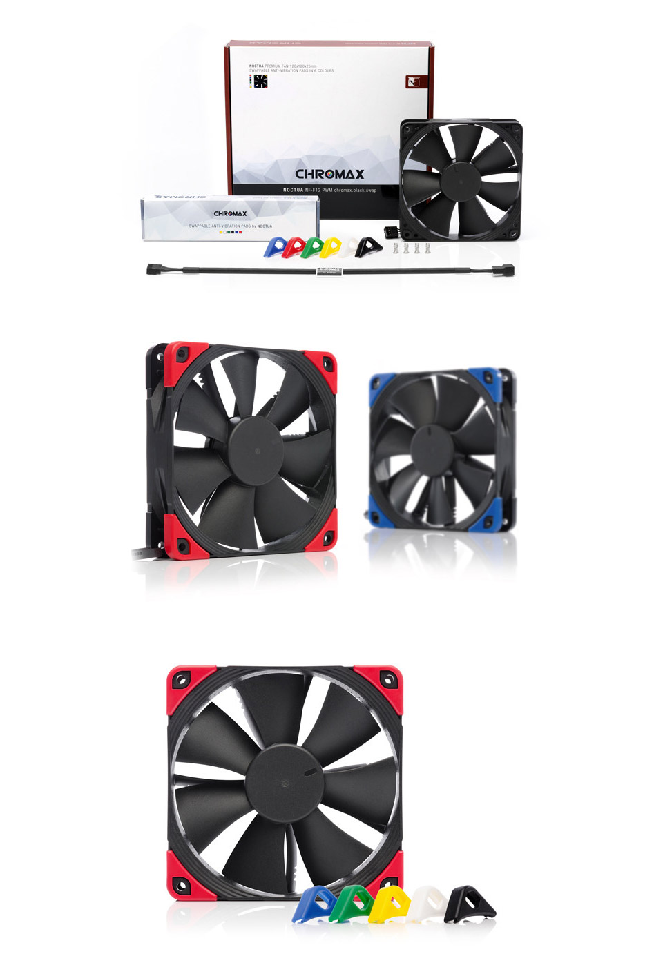 Buy Noctua NF-F12 120mm PWM Chromax Black Swap 1500RPM Fan [NF-F12-PWM ...