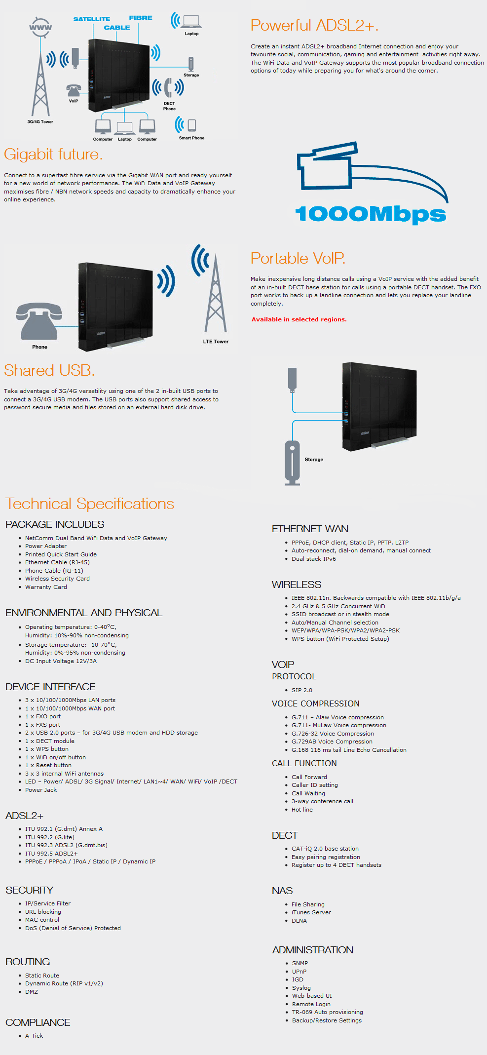 Buy Netcomm NF3ADV N900 Dualband Gigabit Modem Router [NETC-NF3ADV ...