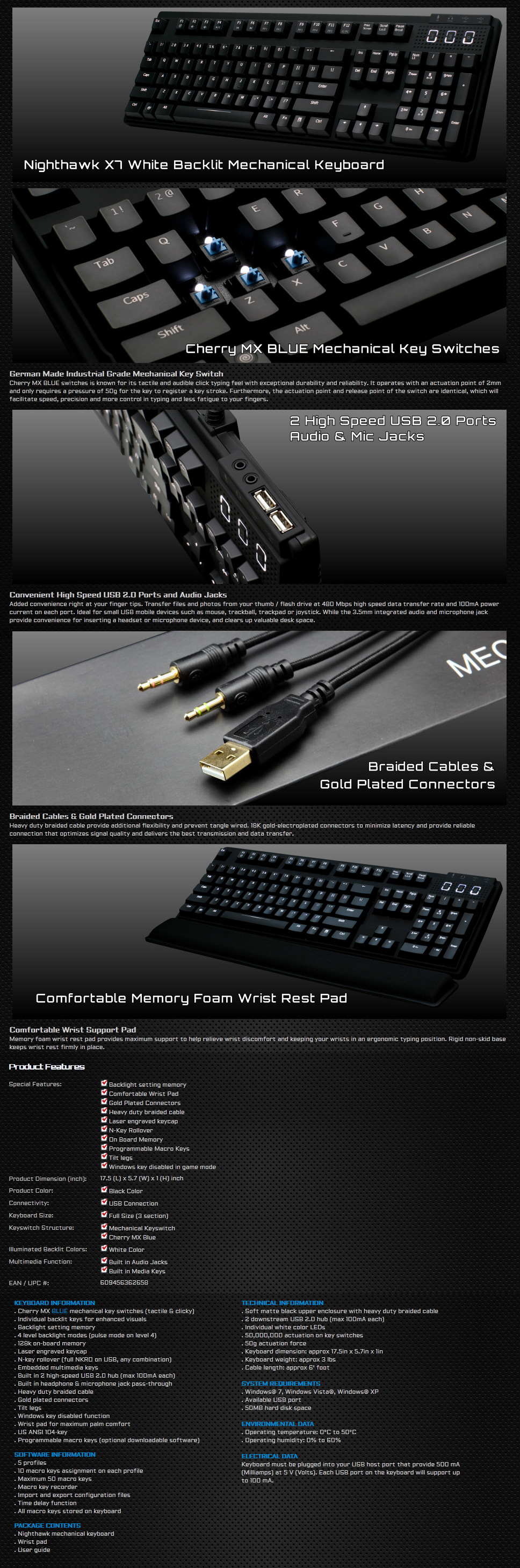 Buy Max Keyboard Nighthawk X7 White Backlit Mechanical Keyboard ...