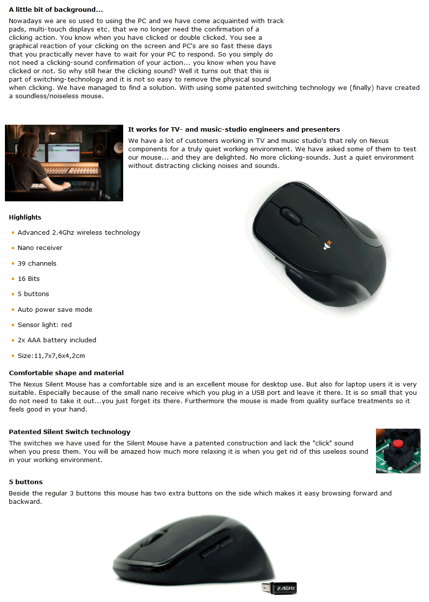 Buy Nexus Wireless Silent Mouse SM-8000B [NXS-SM-8000B] | PC Case Gear ...