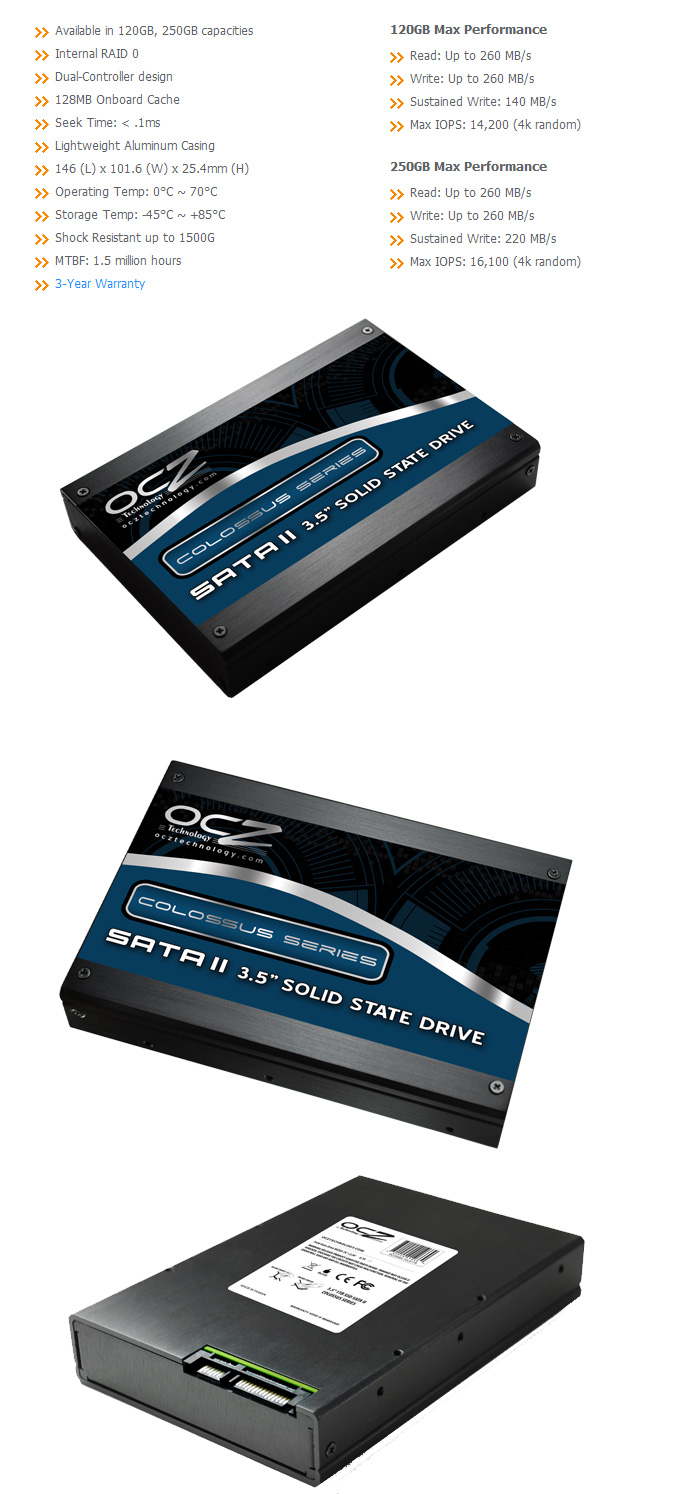 Buy OCZ Colossus 3.5 120GB SSD [OCZSSD2-1CLS120G] | PC Case Gear Australia