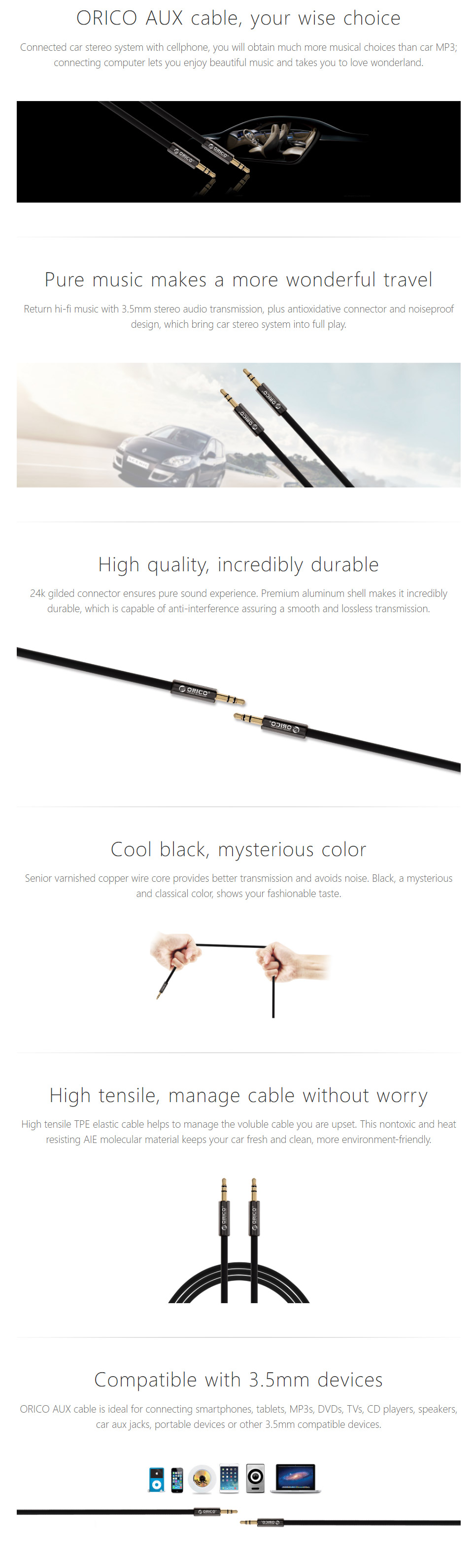 Buy Orico 3.5mm Male to Male AUX Cable (XMC) [ORICO-XMC-15-BK] | PC ...