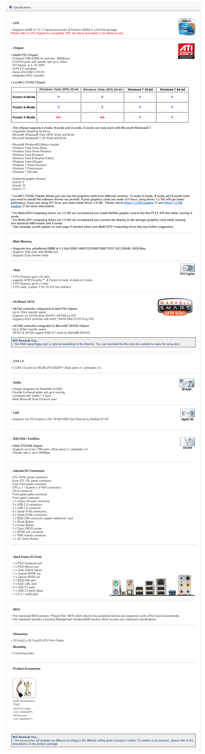 Buy MSI P55A Fuzion Motherboard [P55A-FUZION] | PC Case Gear Australia