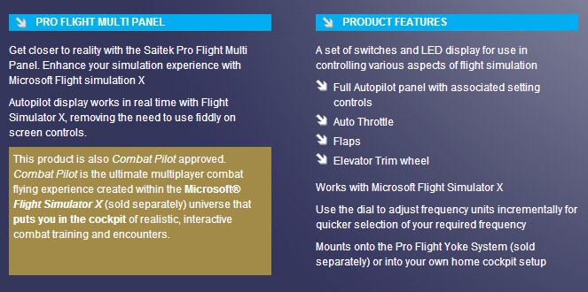 Buy Saitek Pro Flight Multi Panel (Ex-Demo) [EXD-PCAMPL000724] | PC ...