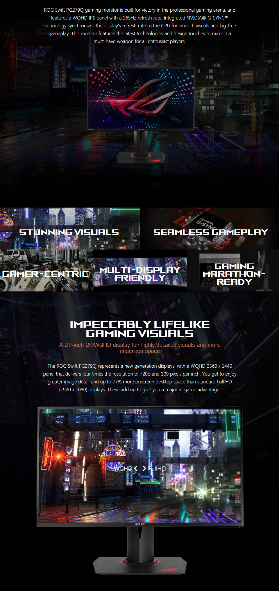 Buy ASUS PG279Q ROG Swift 27in 165Hz G-Sync IPS Monitor (Open Box) [EXD ...