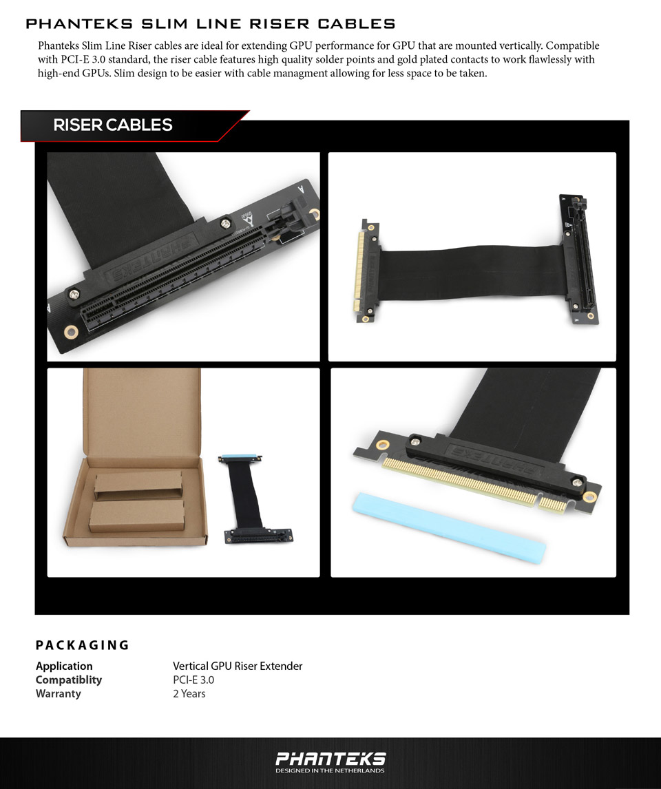 Buy Phanteks Slim Line PCIe x16 Riser Cable 90deg Adapter 220mm [PH ...