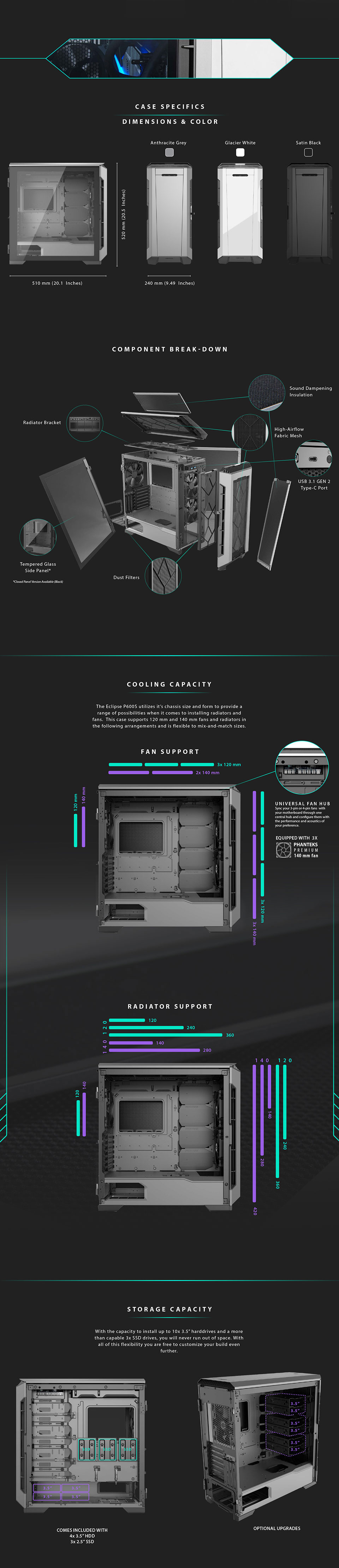 Buy Phanteks Eclipse P600S Closed Black [PH-EC600PSC_BK01] | PC Case ...