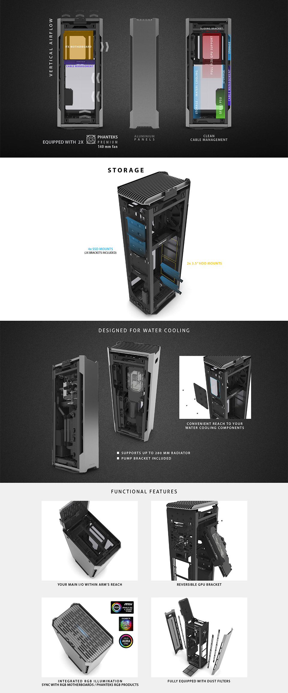 Buy Phanteks Enthoo Evolv Shift X iTX Case Tempered Glass Grey [PH ...