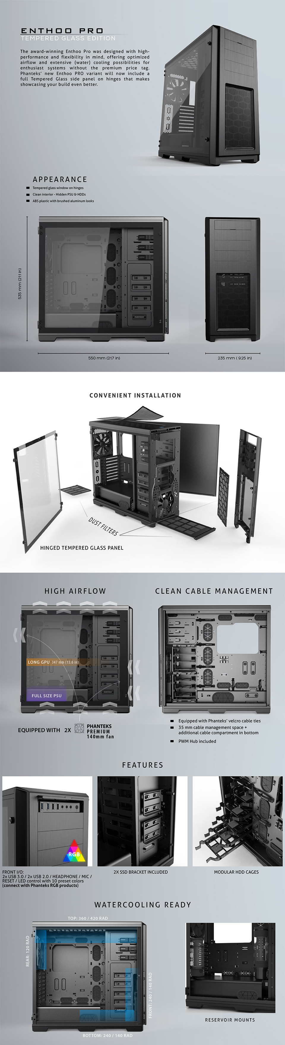 Buy Phanteks Enthoo Pro Tempered Glass Black [PH-ES614PTG_BK] | PC Case ...