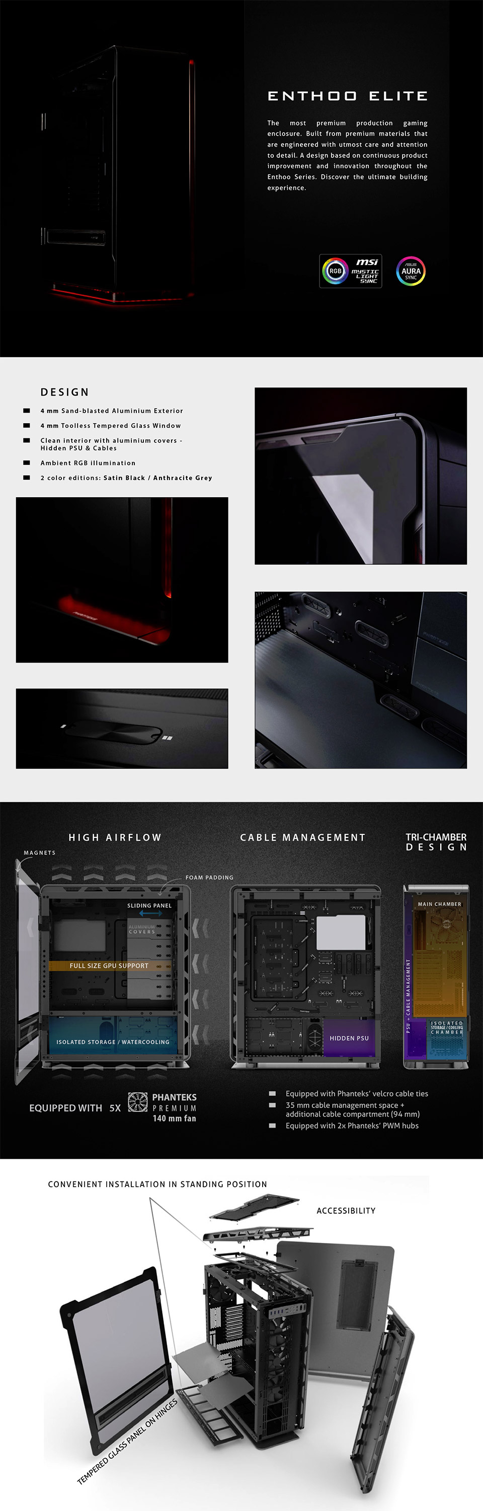 Buy Phanteks Enthoo Elite Satin Black [PH-ES916E_BK] | PC Case Gear ...