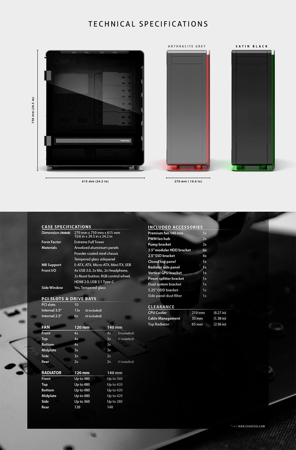 Buy Phanteks Enthoo Elite Satin Black [PH-ES916E_BK] | PC Case Gear ...