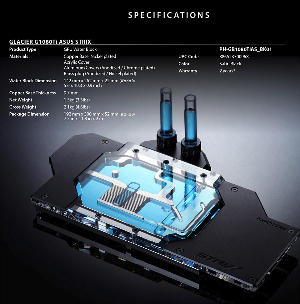 Buy Phanteks G1080Ti GTX 1080 Ti ASUS Strix GPU Water Block Black [PH ...