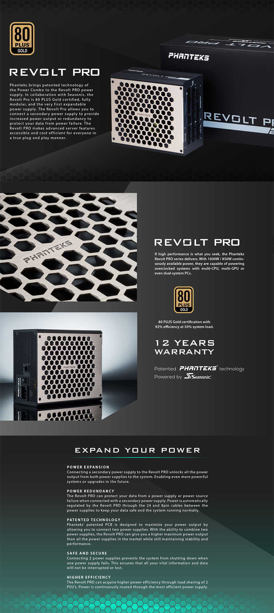 Buy Phanteks Revolt Pro Full Modular Gold 850W Power Supply [PH-P850GC ...