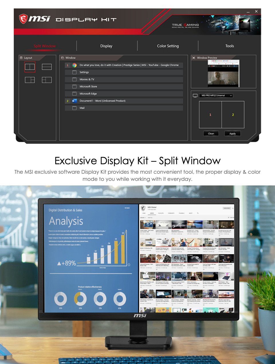 Buy MSI Pro MP221 FHD 21.5in Monitor [PRO-MP221] | PC Case Gear Australia