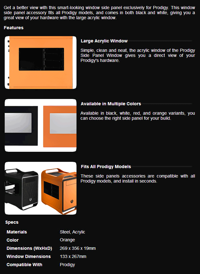 Buy BitFenix Prodigy Window Side Panel Orange [BFC-PRO-300-OOWA-RP ...
