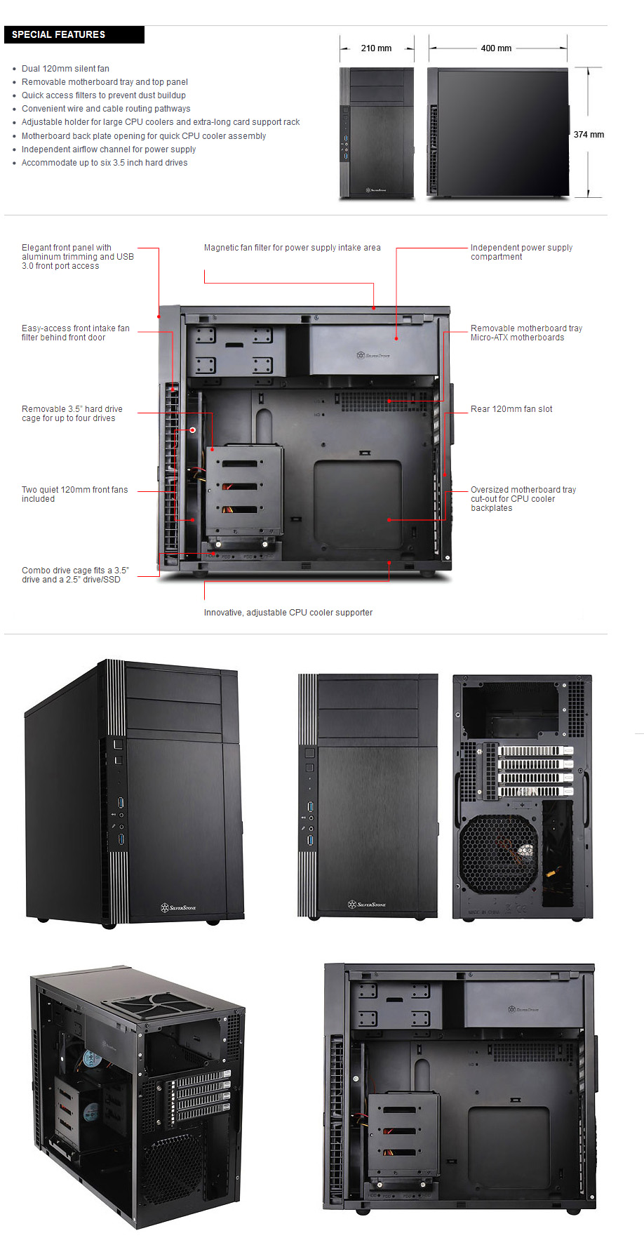 Buy SilverStone Precision PS07 USB 3.0 Micro ATX Case [SST-PS07B] | PC ...