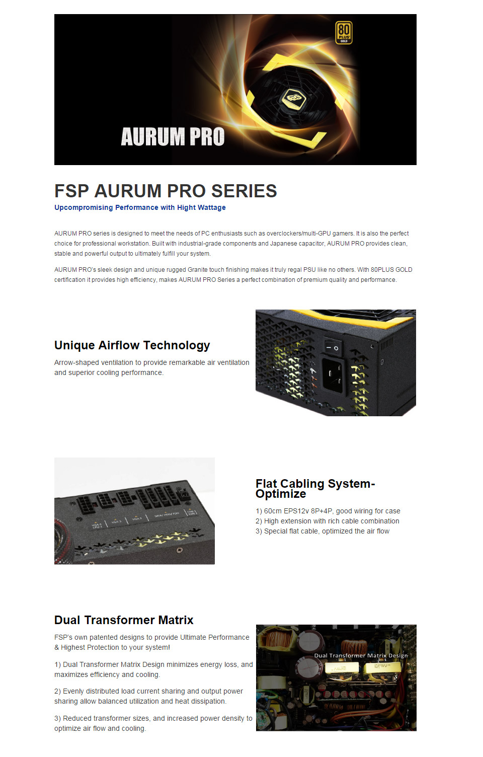 Buy FSP Aurum Pro 1000W 80Plus Gold Power Supply [PSF-AU1000PRO] | PC ...