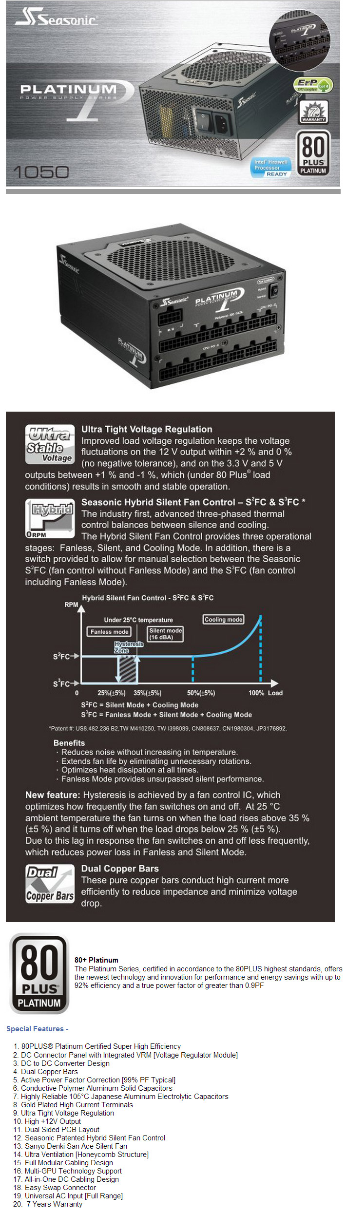 Buy Seasonic XP-1050 Platinum 1050W Power Supply [SS-1050XP] | PC Case ...