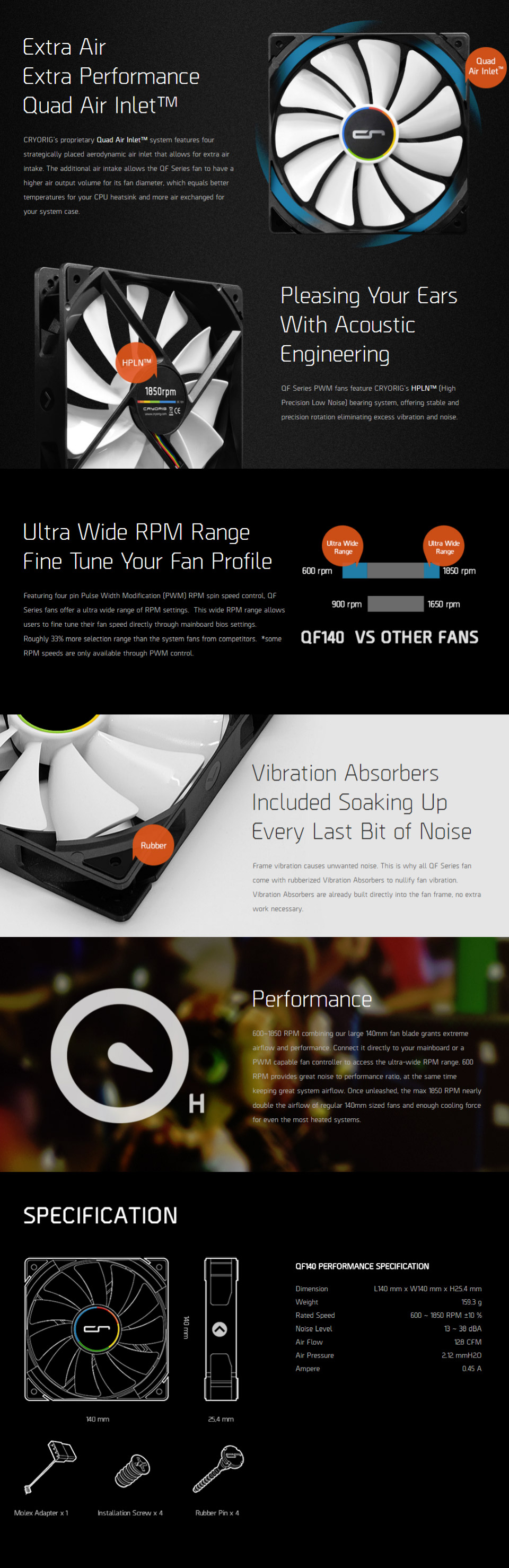 Buy Cryorig QF140 Performance Series 140mm PWM Fan (Open box) [EXD-CR ...