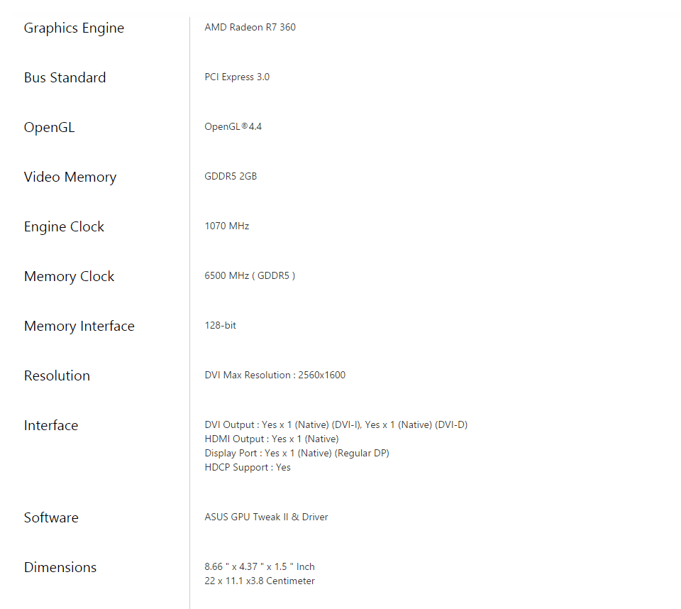 Buy ASUS Radeon R7 360 OC 2GB [R7360-OC-2GD5-V2] | PC Case Gear Australia