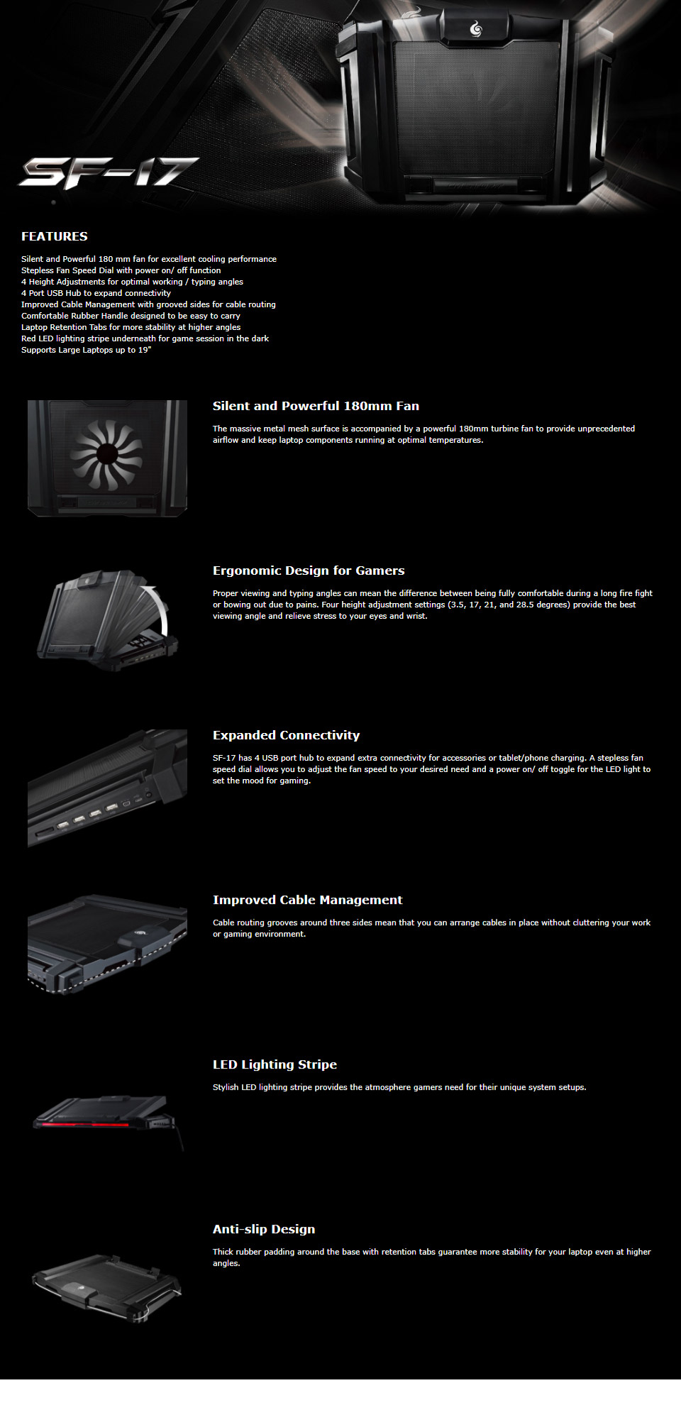 Buy Cooler Master SF-17 Notebook Cooler [R9-NBC-SF7K-GP] | PC Case Gear Australia