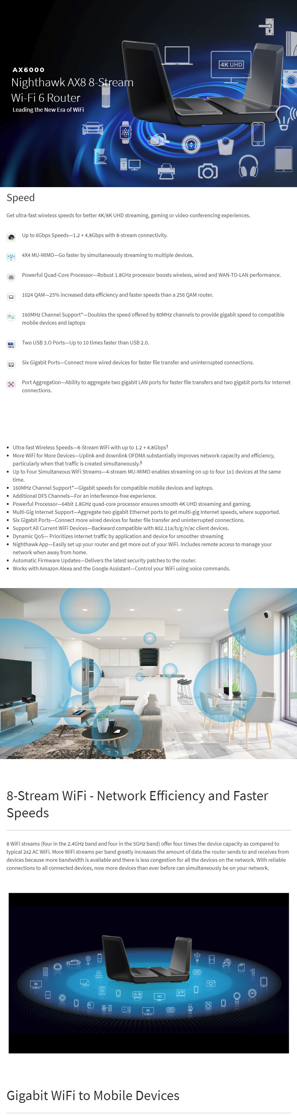 Buy Netgear Nighthawk AX8 8 Stream Wi-Fi 6 Router [RAX80-100AUS] | PC ...