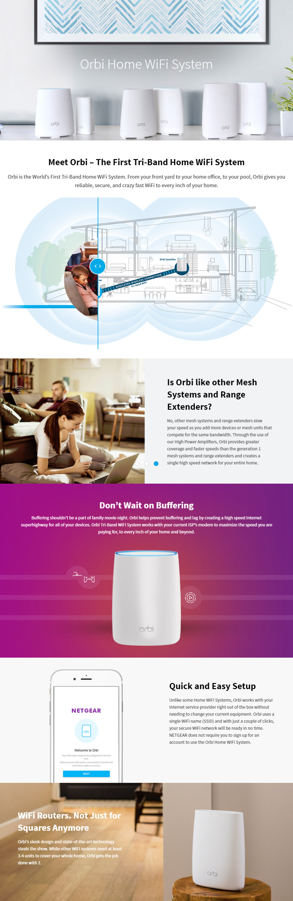 Buy Netgear Orbi RBK40 AC2200 Whole Home Tri-Band WiFi System [RBK40 ...