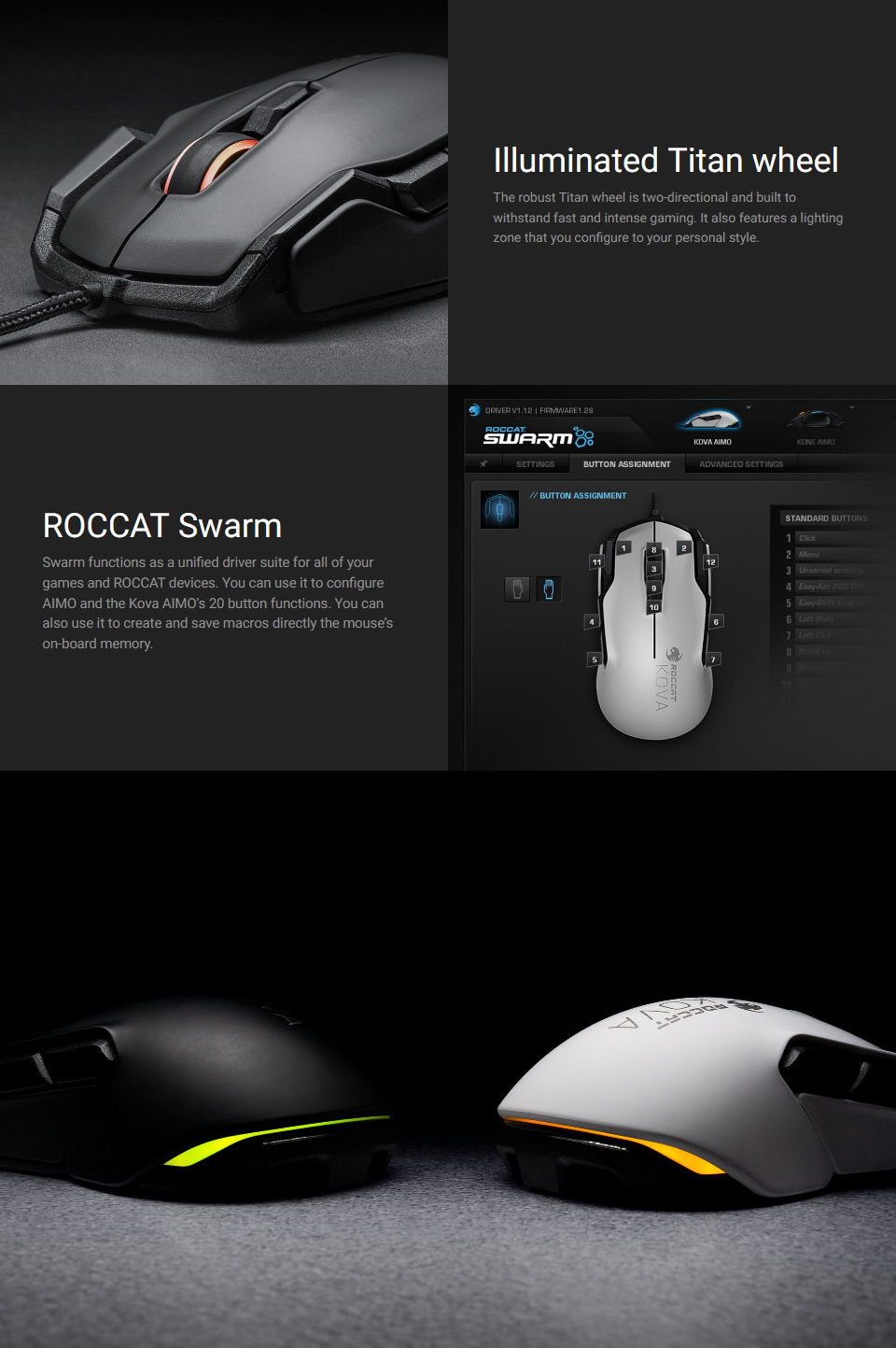 Buy Roccat Kova AIMO Gaming Mouse White [ROC-11-507] | PC Case Gear ...
