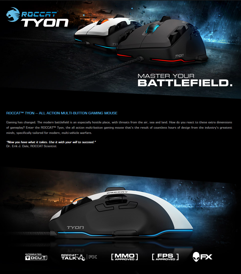 Buy Roccat Tyon Laser Gaming Mouse Black [ROC-11-850-AS] | PC Case Gear ...