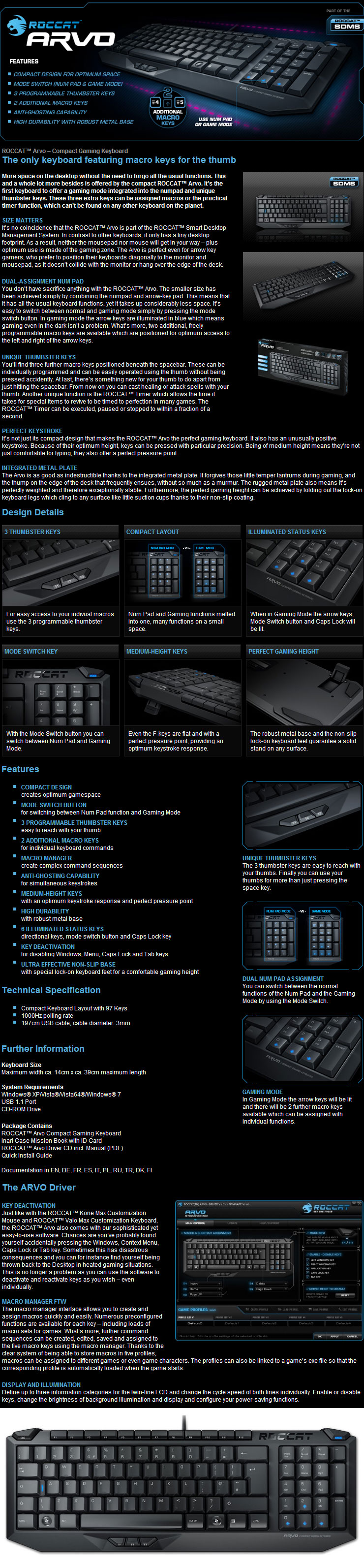 Buy Roccat Arvo Compact Gaming Keyboard [ROC-12-504-AS] | PC Case Gear ...